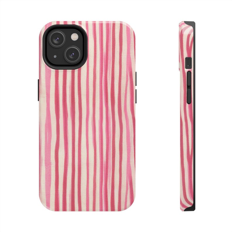 Pink Stripe Phone Case Striped Vertical Line Phone Case Pink Aesthetic ...