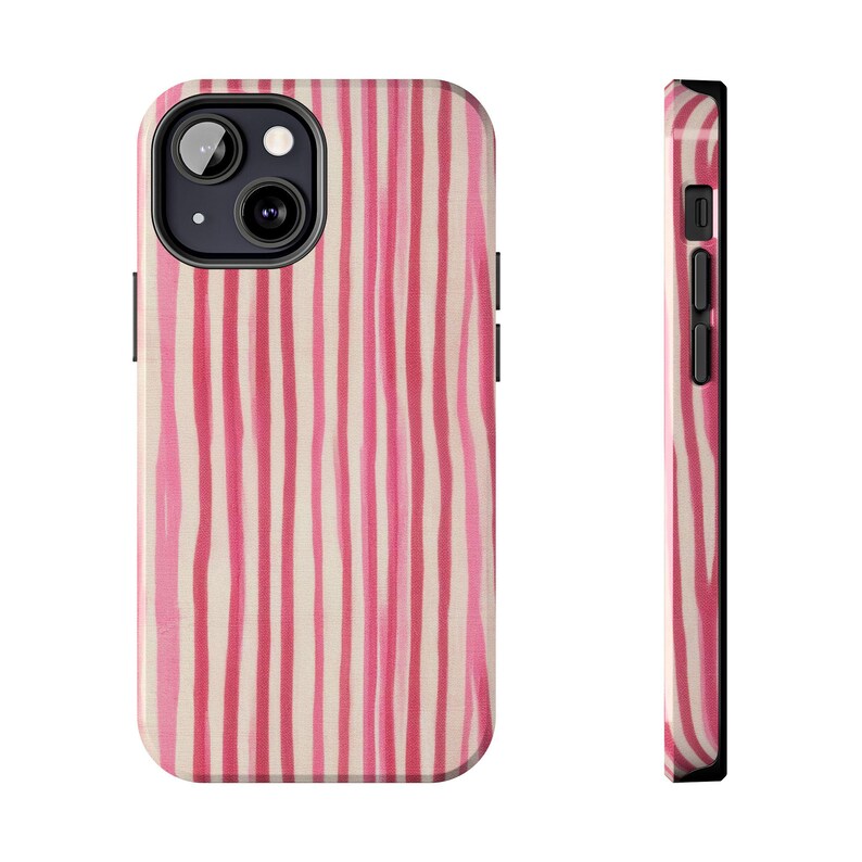 Pink Stripe Phone Case Striped Vertical Line Phone Case Pink Aesthetic ...