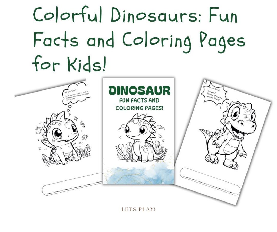 Colorful Dinosaurs: Fun Facts and Coloring Pages for Kids - Etsy