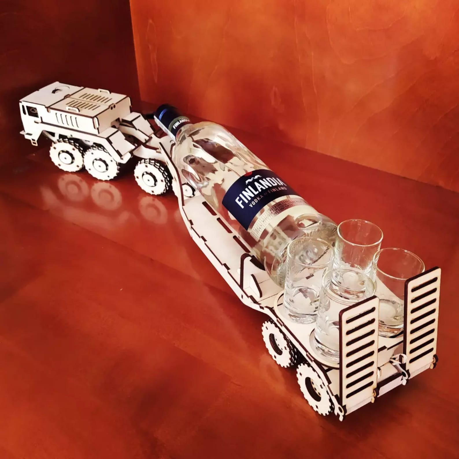 8x8 Military Truck Plywood Laser Cut Mechanical Model + Bootle Trailer ...