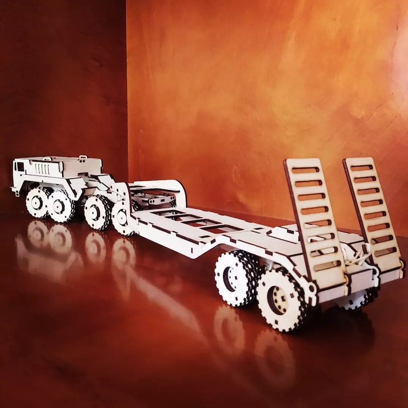8x8 Military Truck Plywood Laser Cut Mechanical Model + Bootle Trailer ...