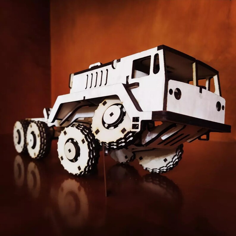 8x8 Military Truck Plywood Laser Cut Mechanical Model + Bootle Trailer ...