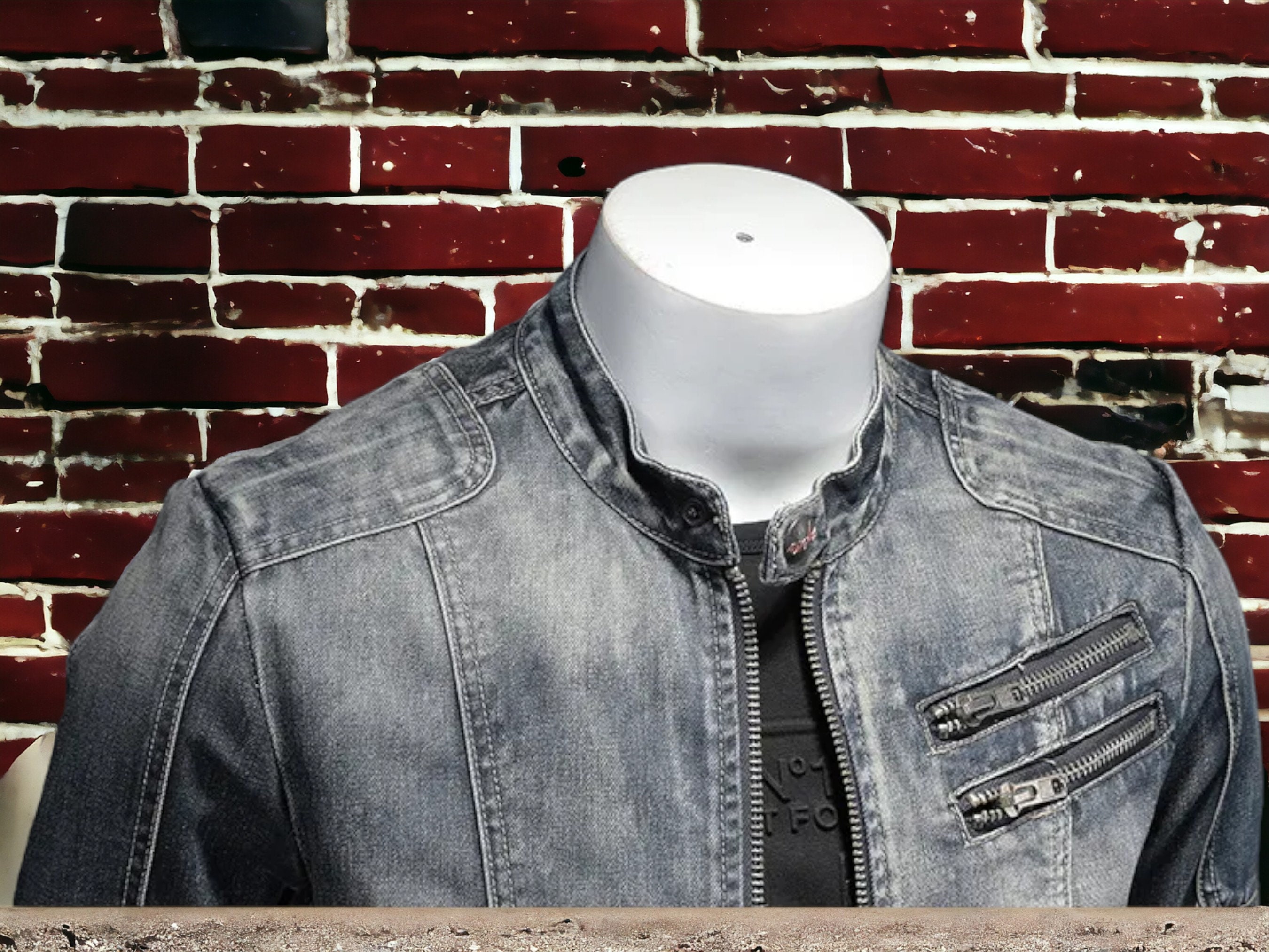 Men's Denim Jacket | Slim Fit Blazer | Wash Oblique Zipper Style ...