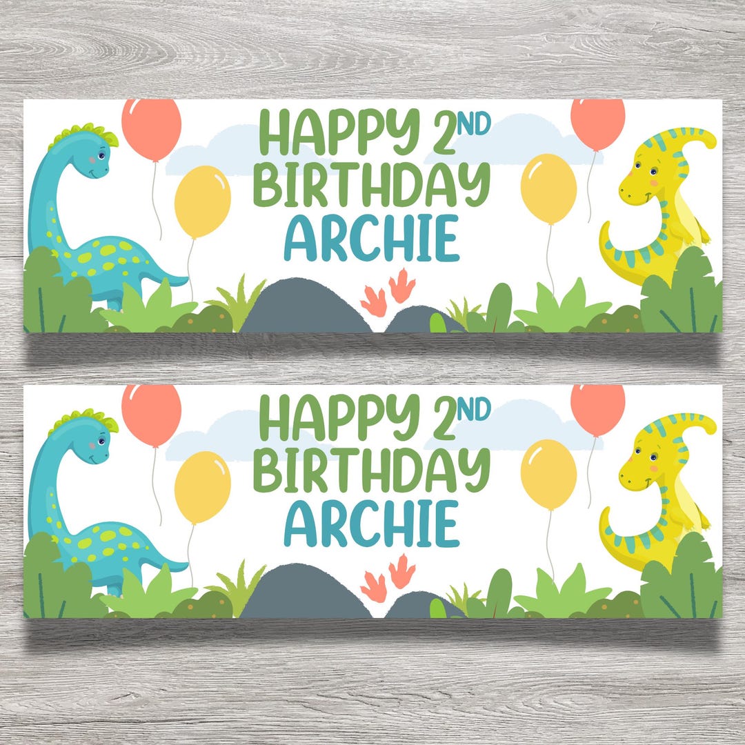 Personalised Dinosaur Theme Birthday Banners, Boys Birthday Design, 1st ...