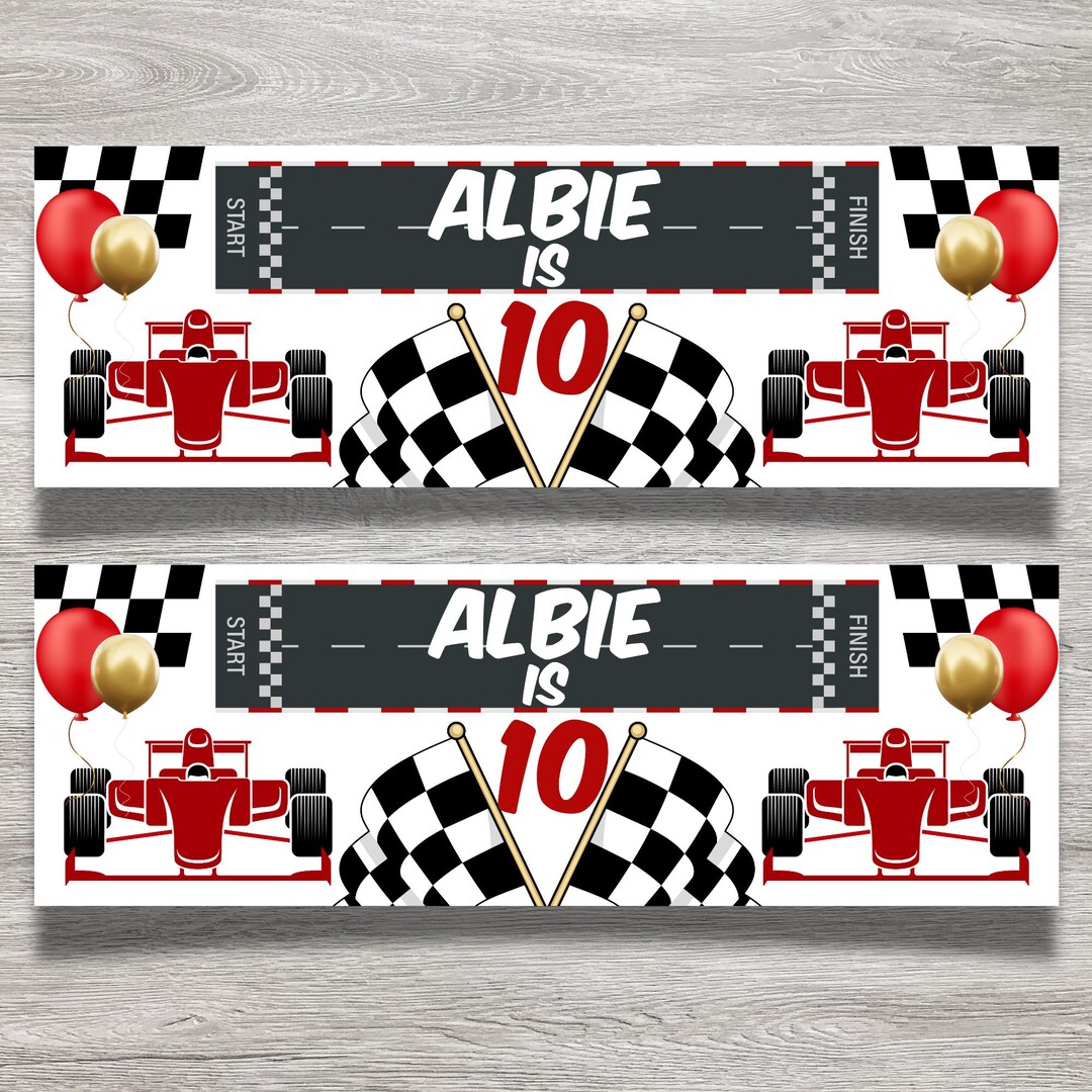 Personalised Racing Car Birthday Banners, F1 , Red, Boys Mens Birthday ...
