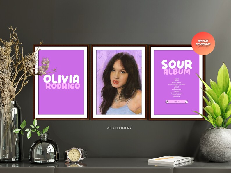 Olivia Rodrigo Sour Album Merch Set of 3 | Spotify Song Poster ...