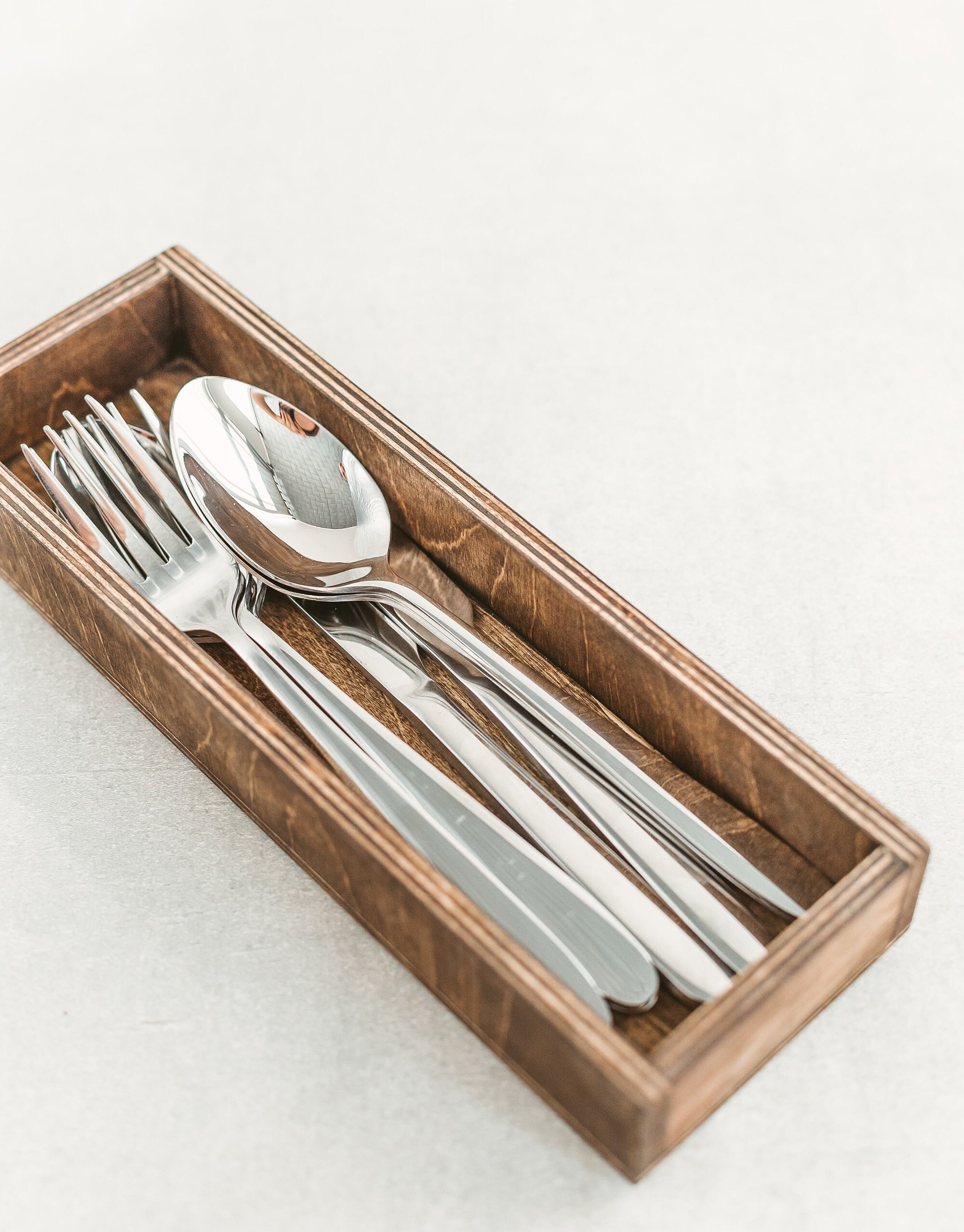 Elegant Wooden Tabletop Cutlery Box - Stylish and Functional Dining ...