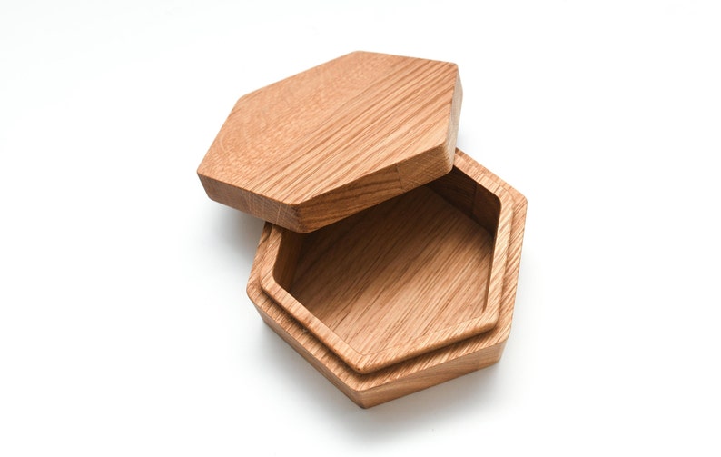Hexagon Wooden Box - Perfect for Storing Jewelry, Keepsakes, and Small ...