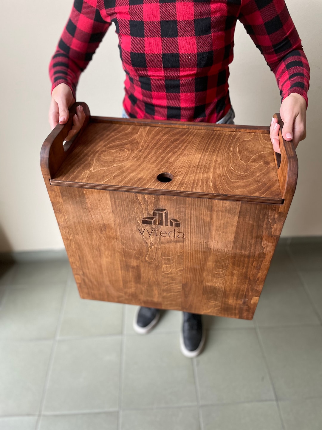 Large Wooden Box With Sliding Lid - Handcrafted Rustic Storage ...