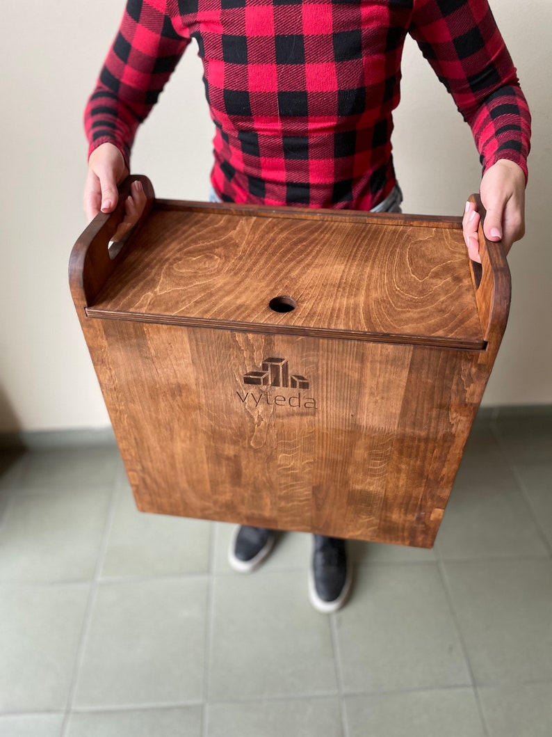 Large Wooden Box With Sliding Lid - Handcrafted Rustic Storage ...