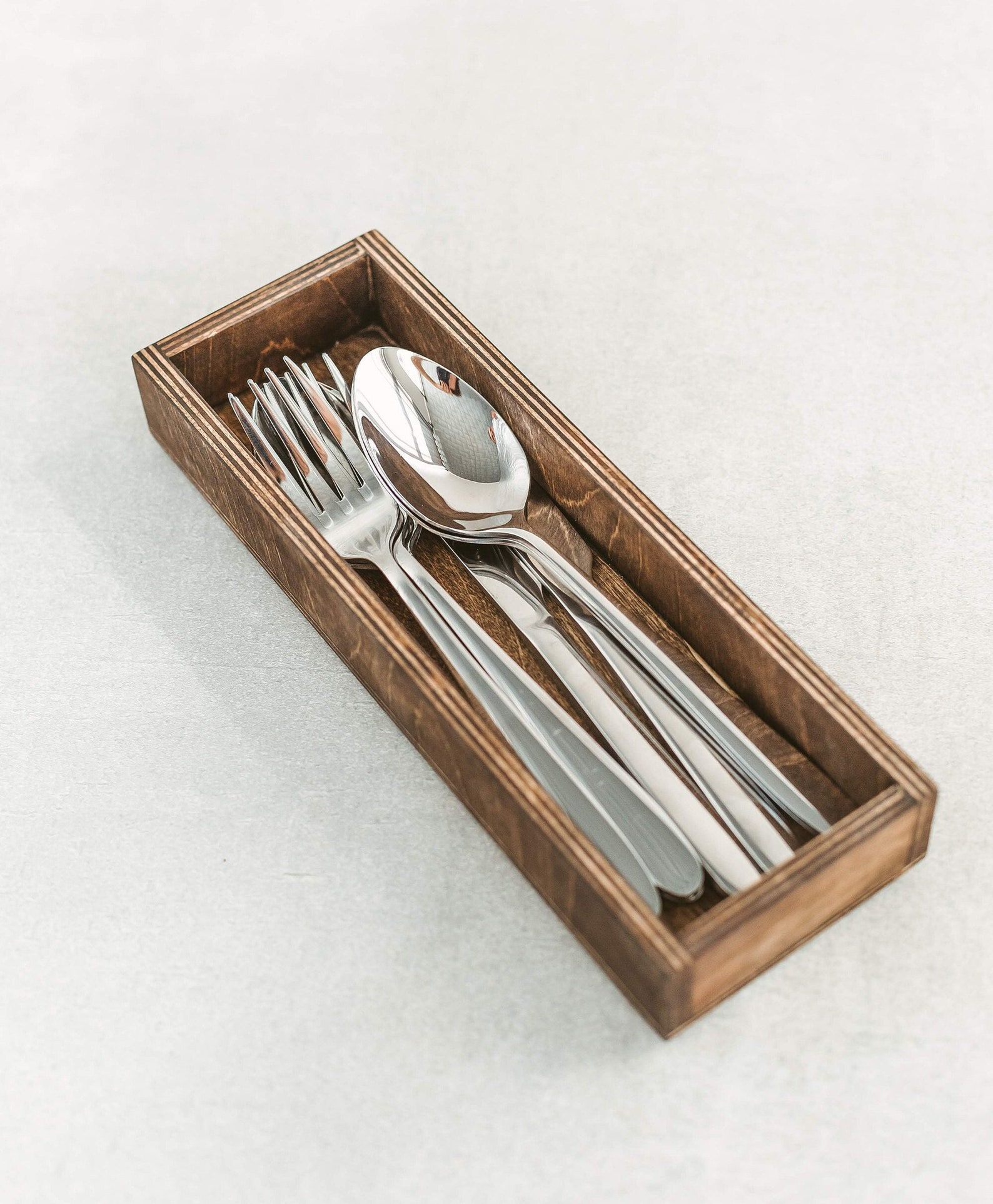 Elegant Wooden Tabletop Cutlery Box - Stylish and Functional Dining ...