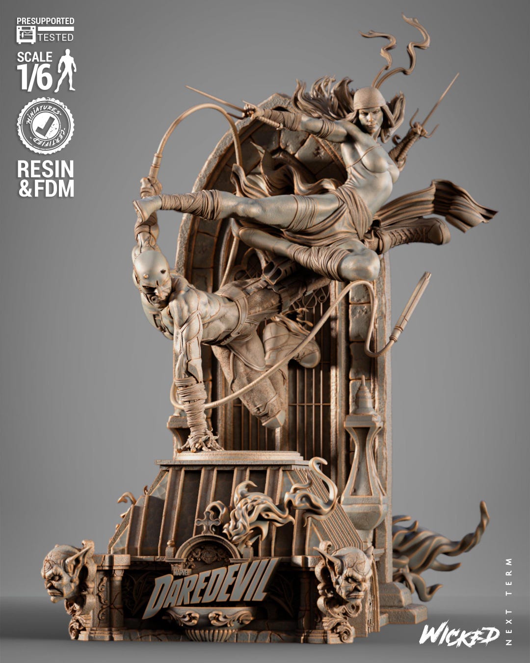 Daredevil and Elektra Fan Art Superheroes 3D Printing - Etsy