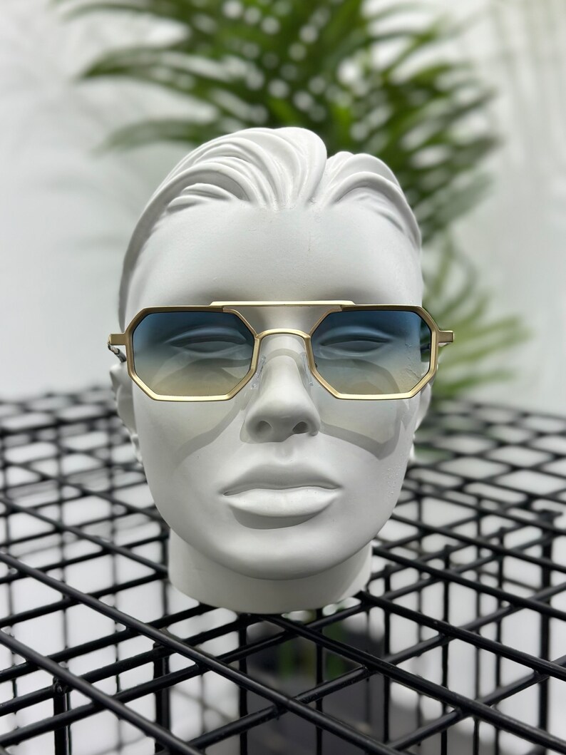 New Steel Gold Frame Tinted Glass Color Tinted Sunglasses , 90s ...