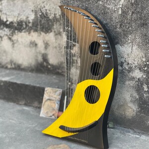 Handmade Humanized Moon Design Lyre Harp Trational Classic 14 Stringed ...