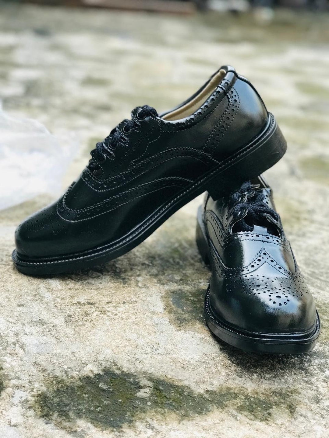 Men's Handmade Scottish Black Real Leather Ghillie Brogues Shoes Dress ...