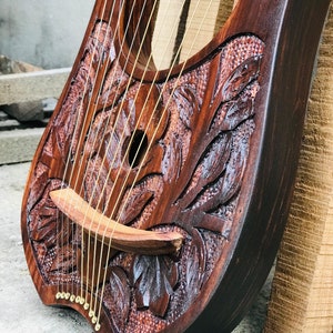 Handmade Scottish 10 String Lyre Harp New Flower Design Premium Quality ...