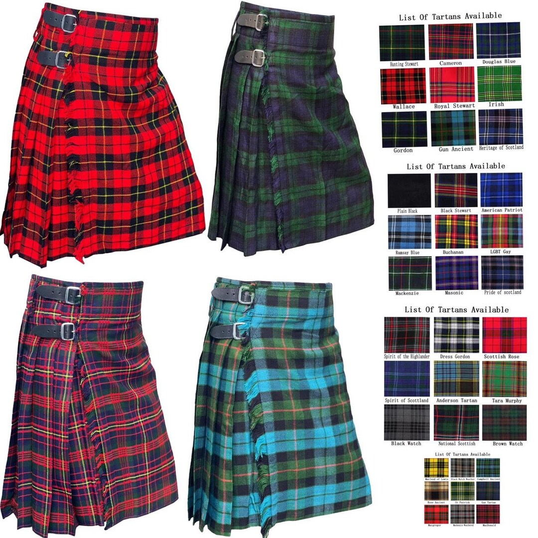 Men's Handmade Scottish 5 Yard Tartan Highland Wedding Kilt for Men Available in 40+ Clan ...
