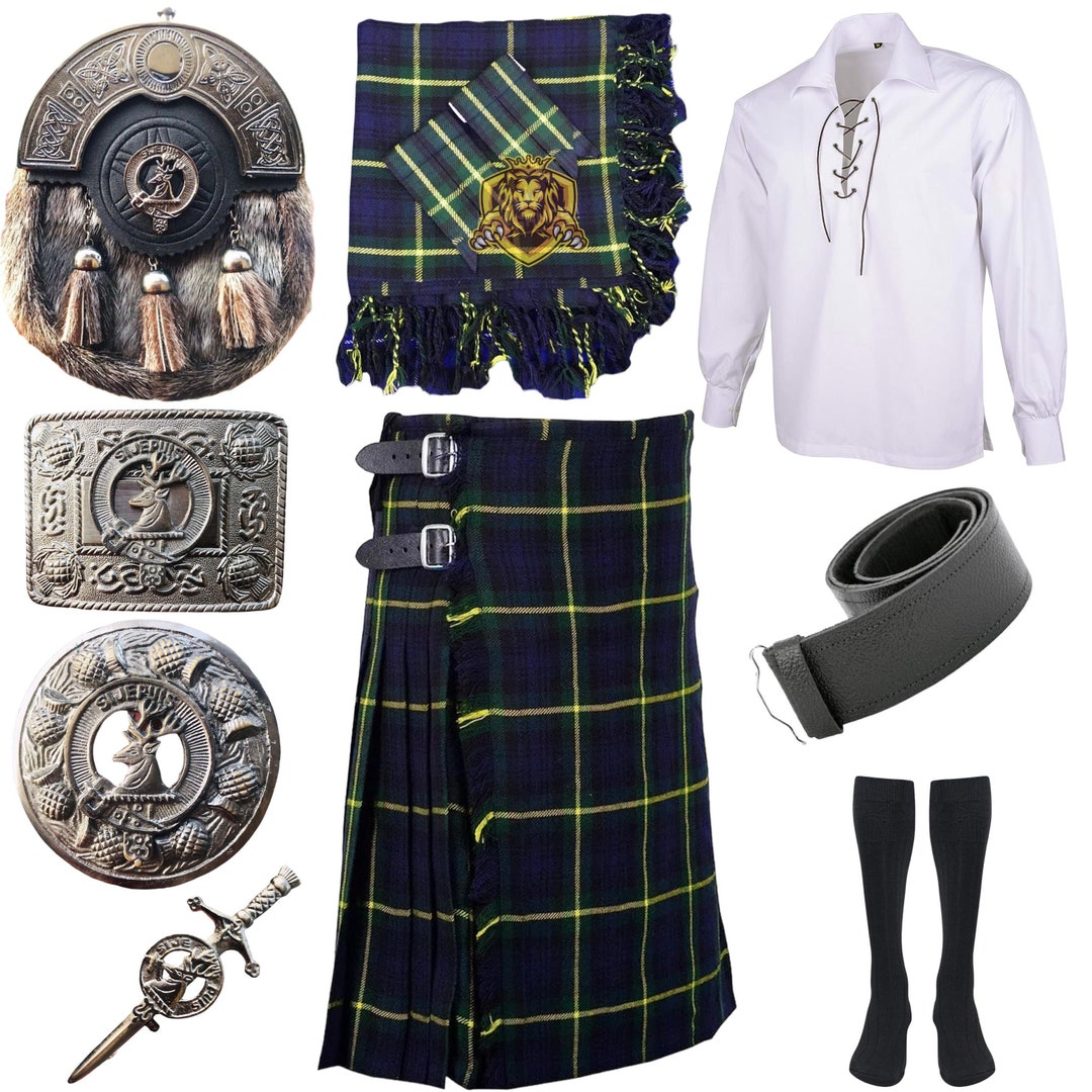 Men's Wedding Kilt Set Scottish Gordon Tartan 10 Pieces Traditional ...