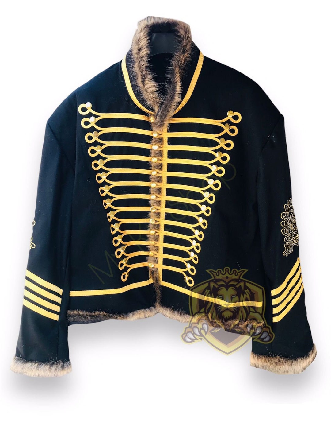 Men’s Military Uniform Napoleonic Hussar Jacket Piping Tunic Pelisse ...