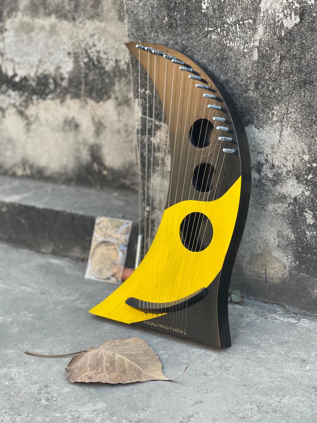 Handmade Humanized Moon Design Lyre Harp Trational Classic 14 Stringed ...