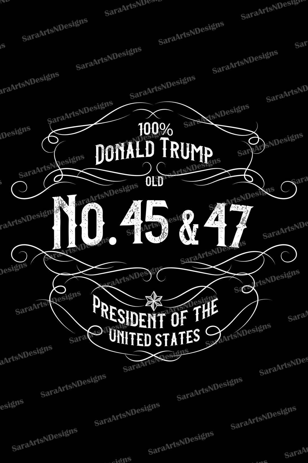 Vintage Donald Trump Whiskey Bottle Parody Label 45 & 47 2024 PNG Fun ...