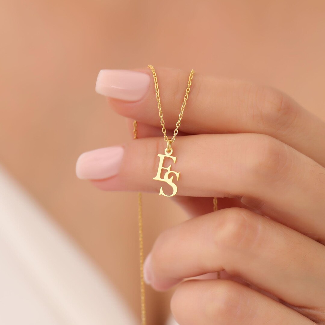 Sterling Silver Interlocking Initial Necklace - Personalized Couple ...