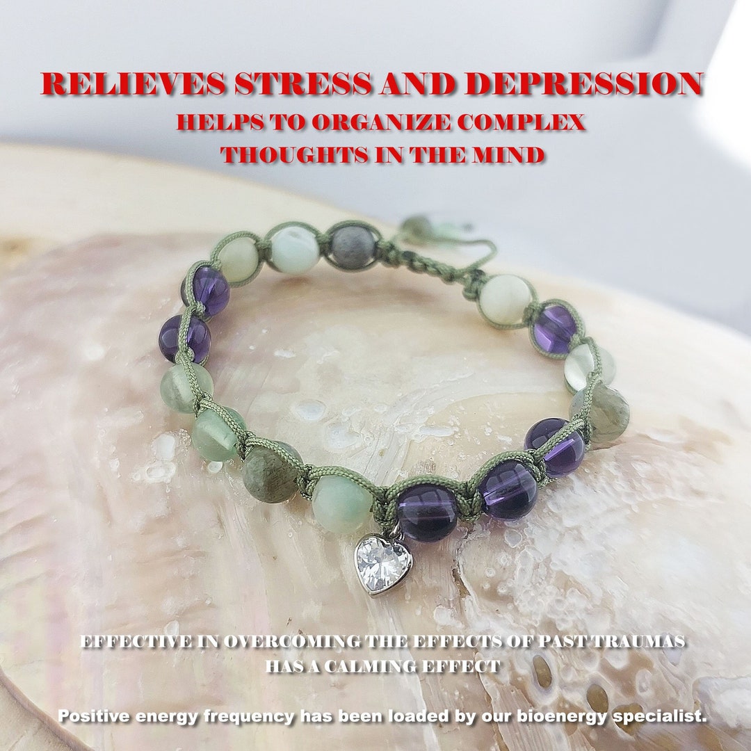 Anti Stress Bracelets, Natural Stone Bracelets, Amethyst Beaded Macrame ...