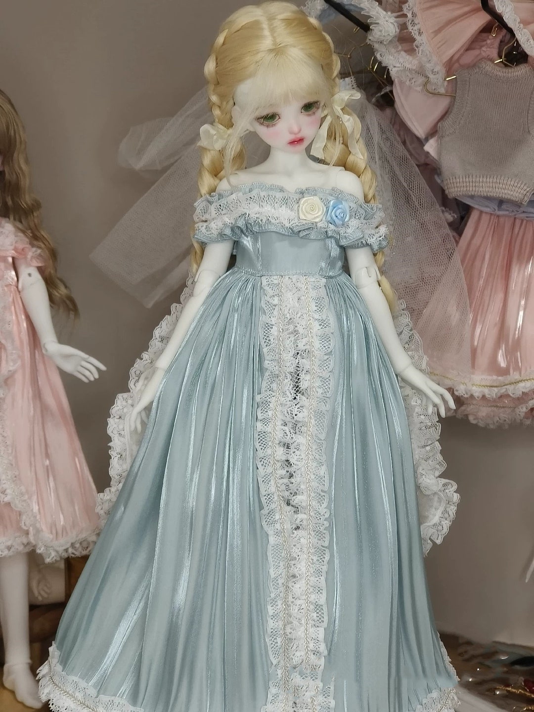 1/4 1/6 Yosd Msd Bjd Doll Clothes,pink Blue Doll Dress Bjd Outfits for ...