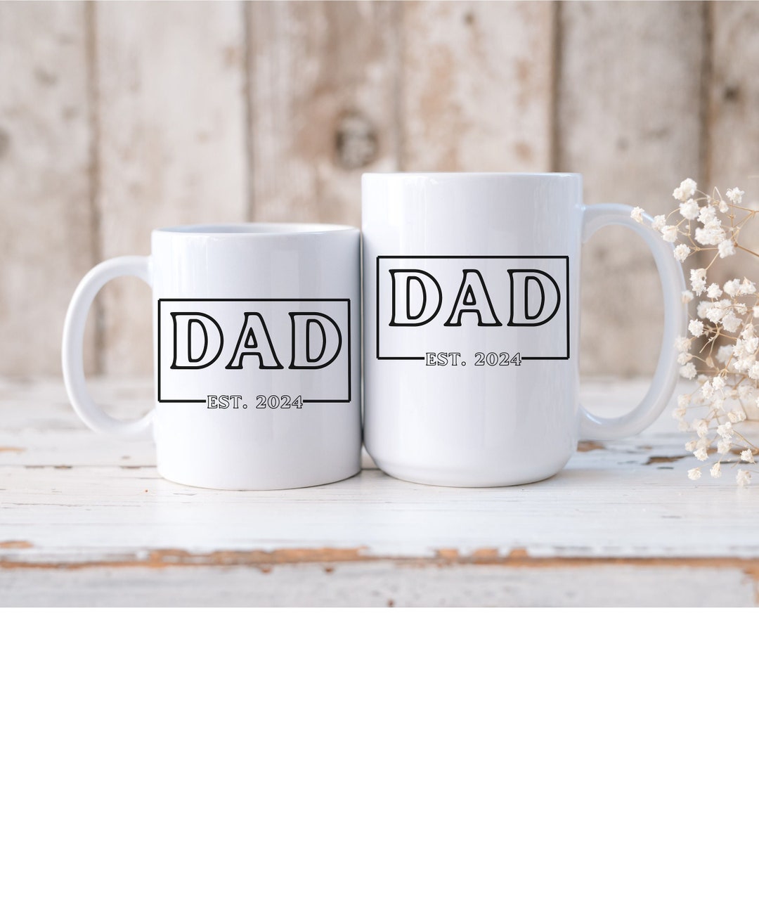 Dad Established Mug, Dad Mug, Customizable Dad Mug, Personalized Dad ...