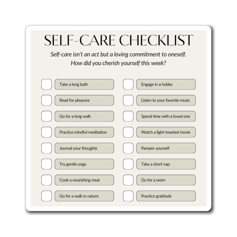 Self Care Checklist Magnet Kitchen Home Decor Daily Reuse Day Routine ...