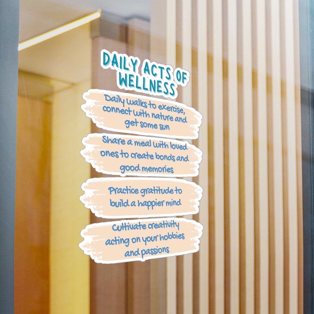 Daily Wellness Sticker Wellbeing Self Care Reminder Tumbler Sticker ...