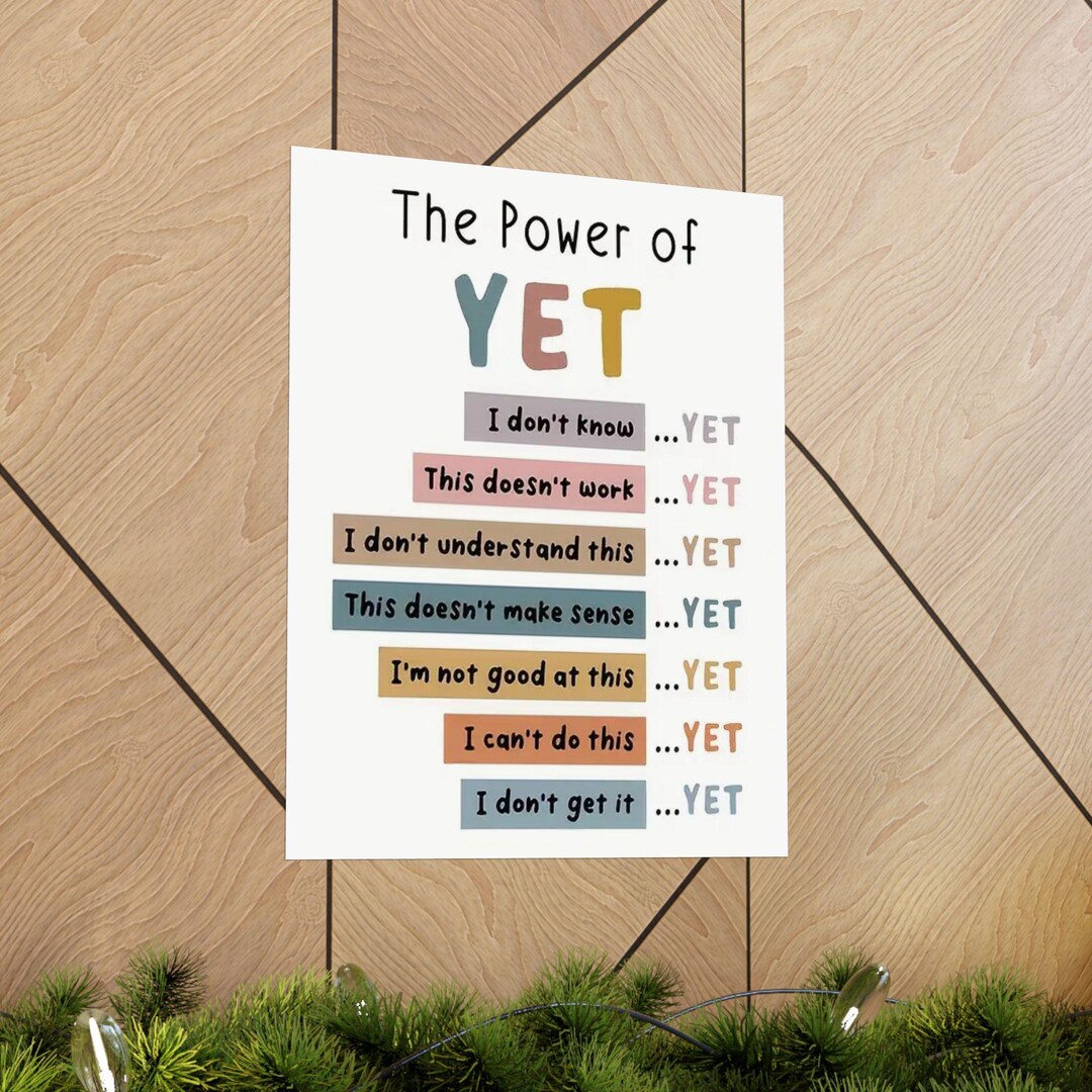 Power of yet Poster: Mental Health Inspirational Quote Art (16x20 Inch ...