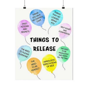 Things to Let Go Release Mental Health Poster, Positive Vertical ...