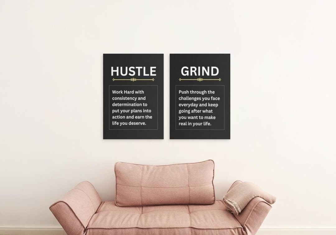 Hustle Finance Wall Art Canvas Motivation Poster Financial Office Decor ...