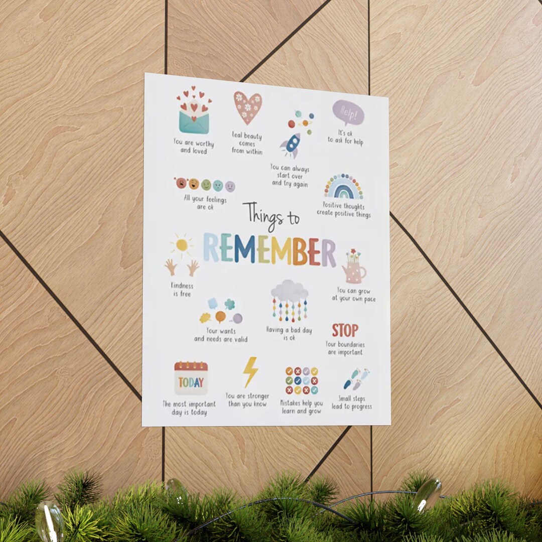 Things to Remember Mental Health Poster, Daily Reminder Positive ...