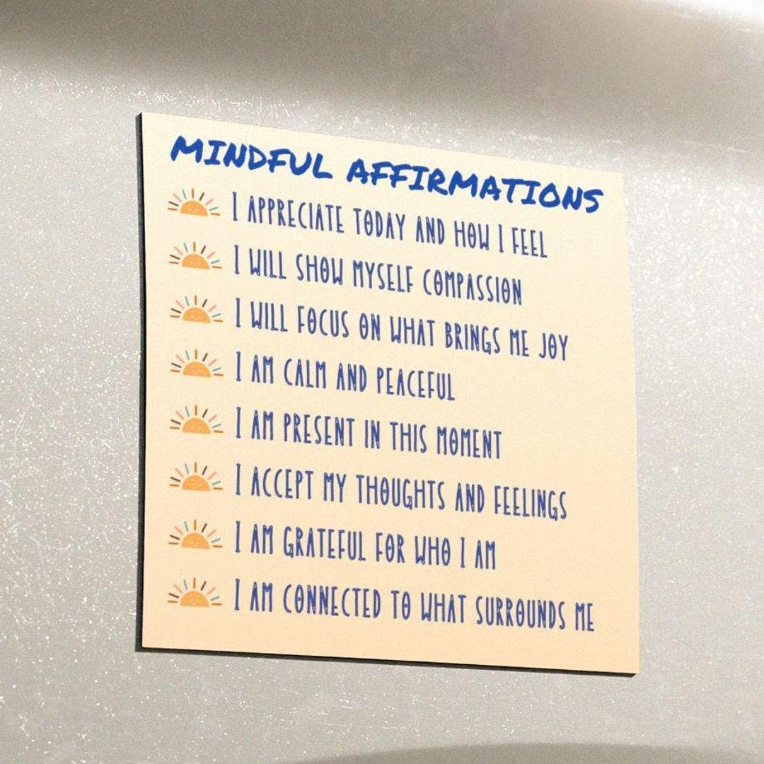 Mindfulness Affirmation Mental Health Magnet, 5"x5", Positive Vibes ...
