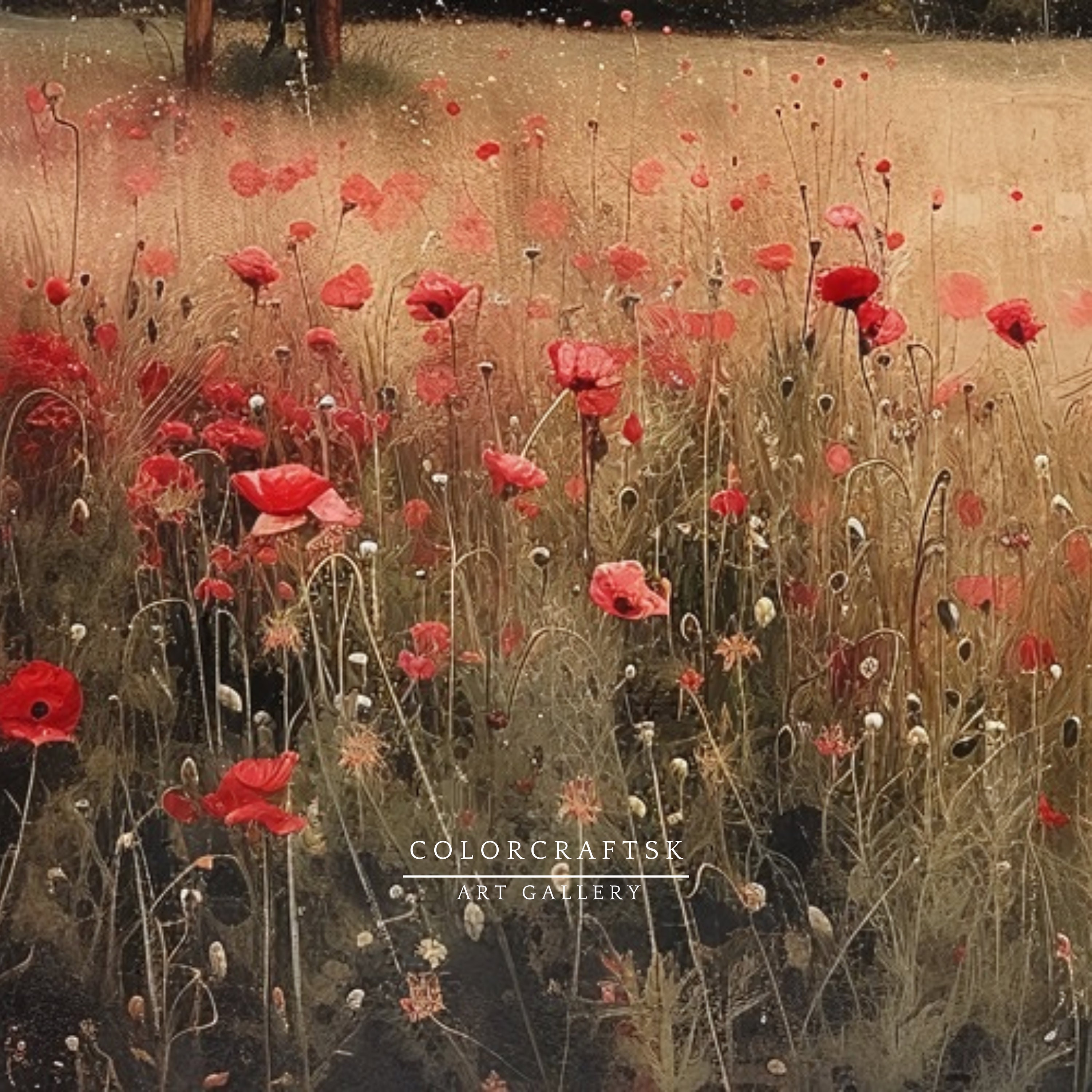 Printable Landscape Poppy Field Wall Art, Wild Flower Poster, Country ...