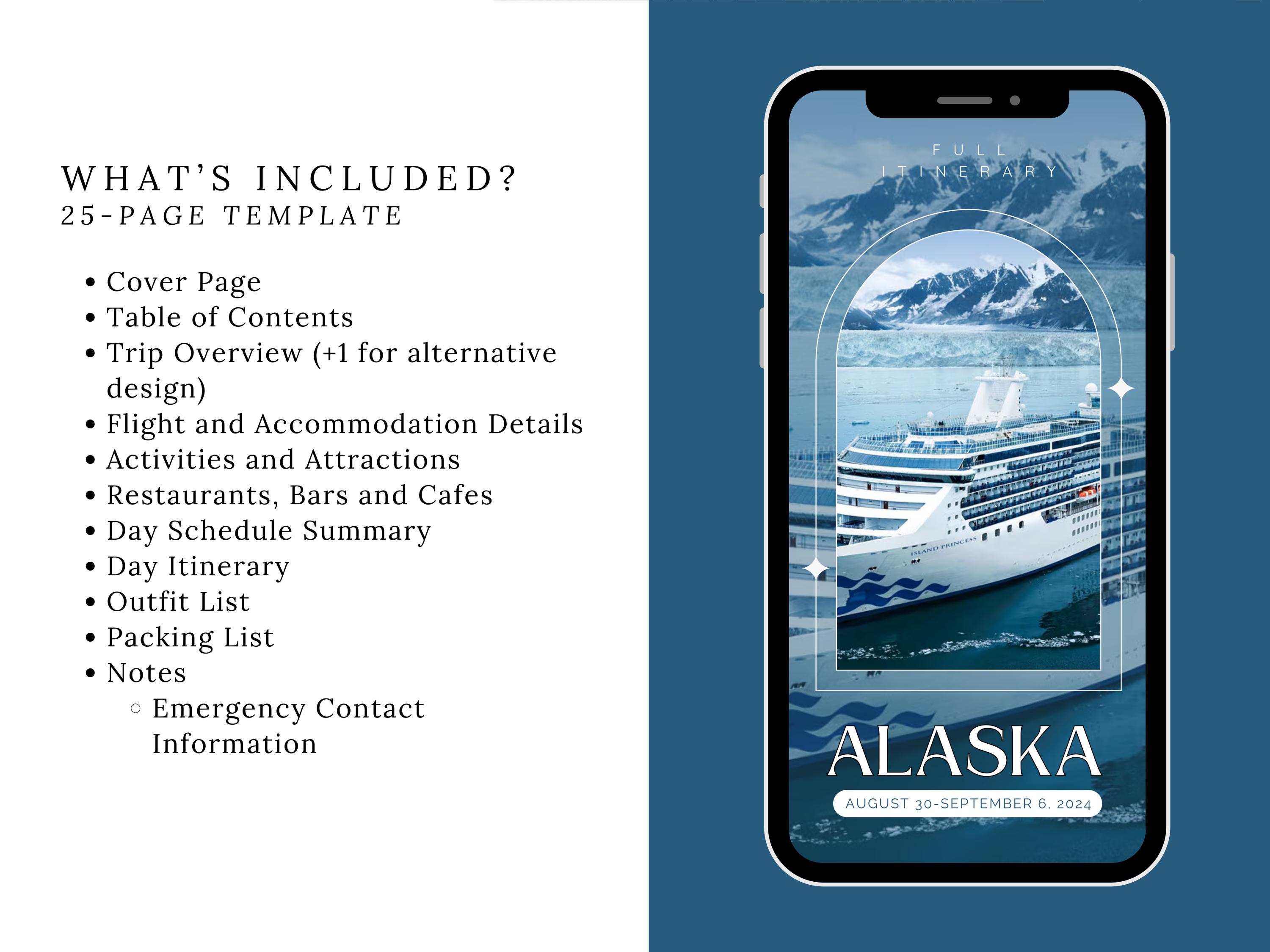 Editable Cruise Itinerary Template, Instant Download, Alaska Daily ...