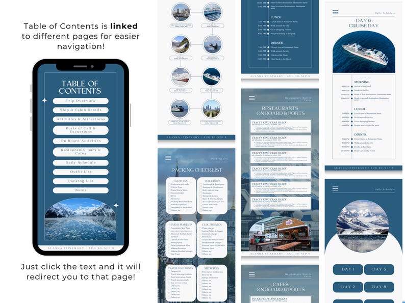 Editable Cruise Itinerary Template, Instant Download, Alaska Daily ...