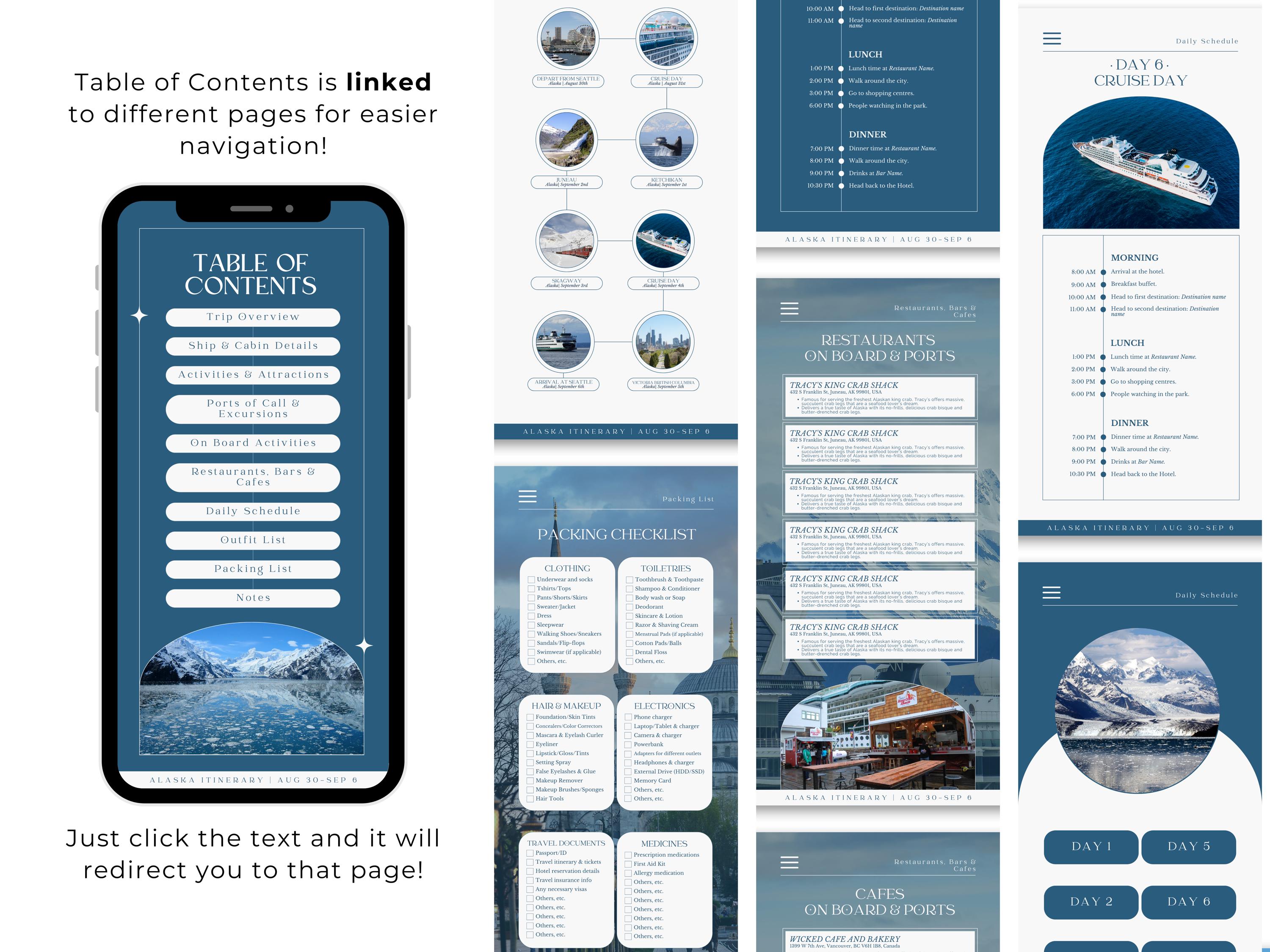 Editable Cruise Itinerary Template, Instant Download, Alaska Daily ...