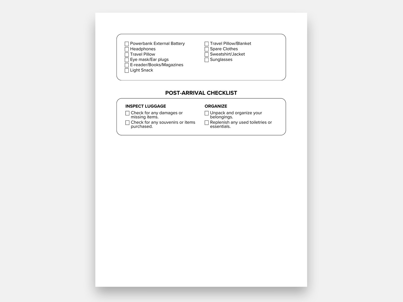 Travel Packing List, International Travel Checklist, Editable and ...