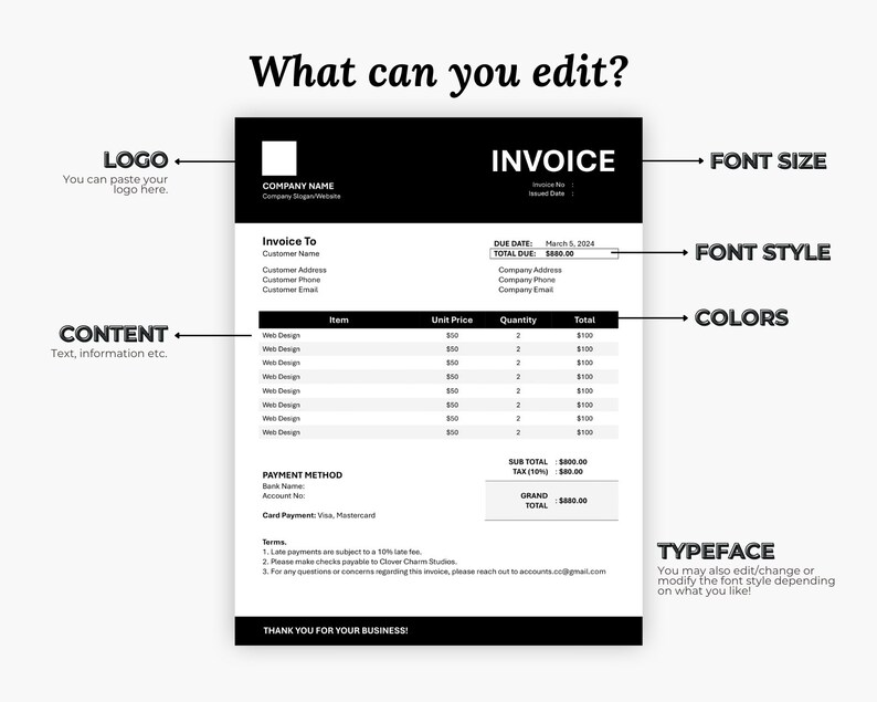 Business Bundle Template, Editable Invoice, Quotation, Purchase Order ...