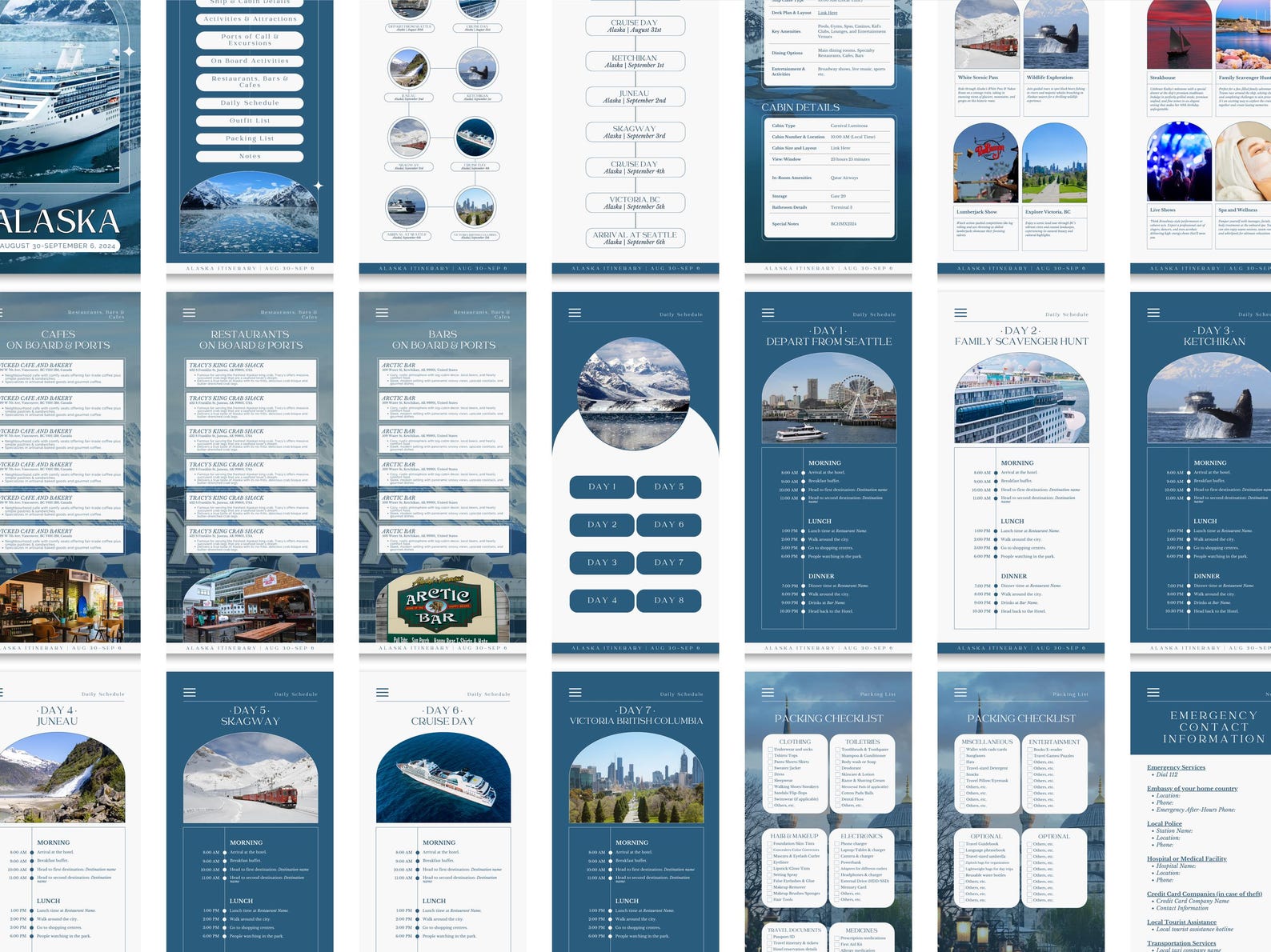 Editable Cruise Itinerary Template, Instant Download, Alaska Daily ...