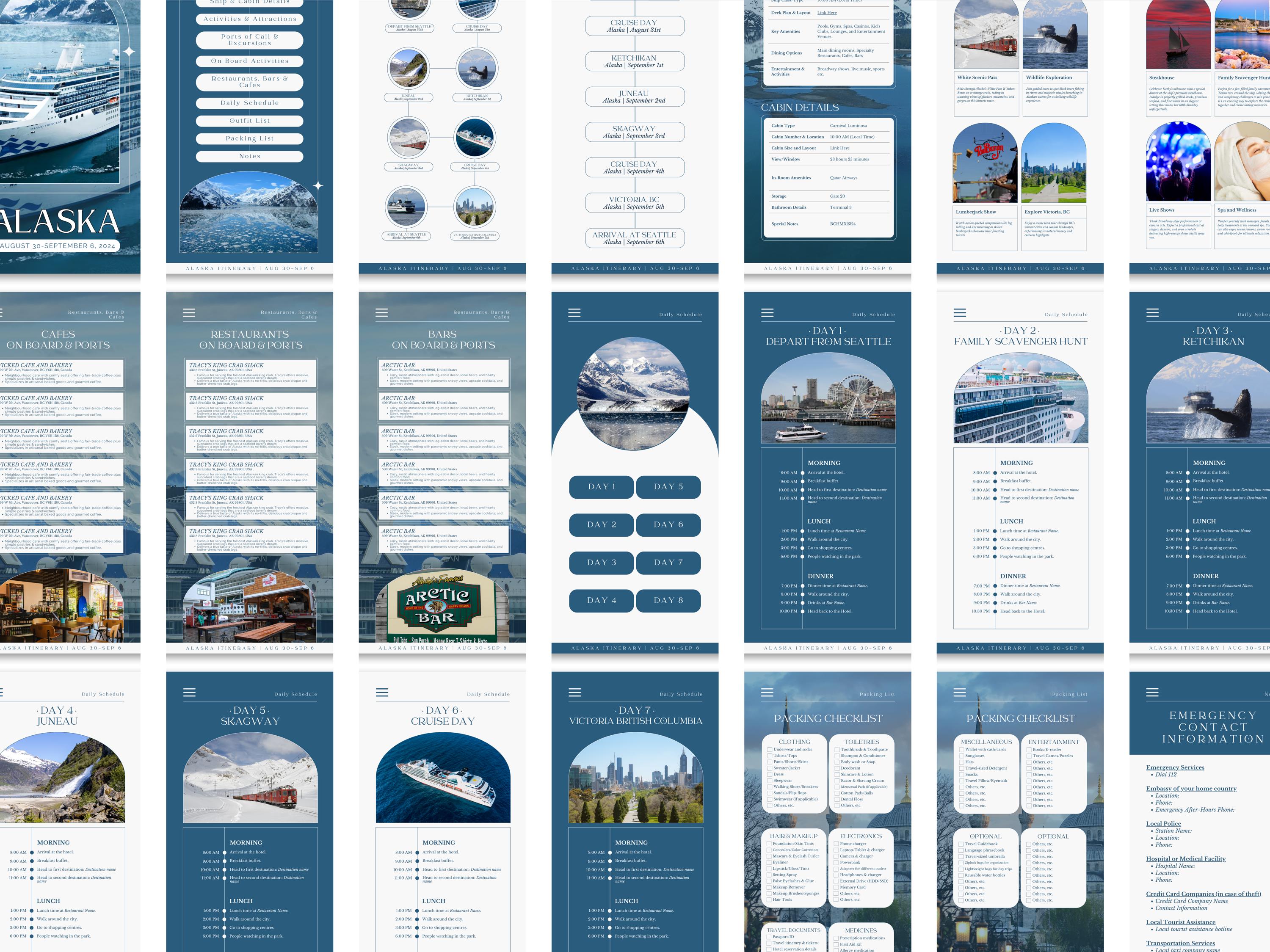 Editable Cruise Itinerary Template, Instant Download, Alaska Daily ...