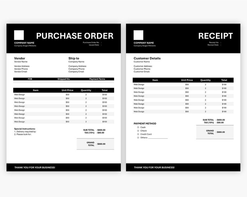 Business Bundle Template, Editable Invoice, Quotation, Purchase Order ...