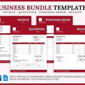 Business Bundle Template, Editable Invoice, Quotation, Purchase Order ...
