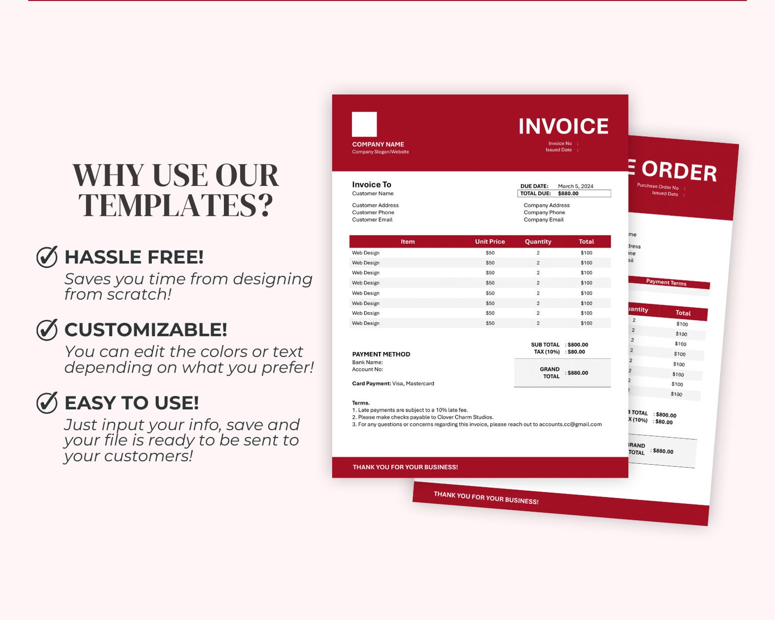 Business Bundle Template, Editable Invoice, Quotation, Purchase Order ...