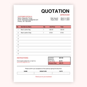 Invoice and Quotation Template Bundle, Editable Invoice and Quotation ...