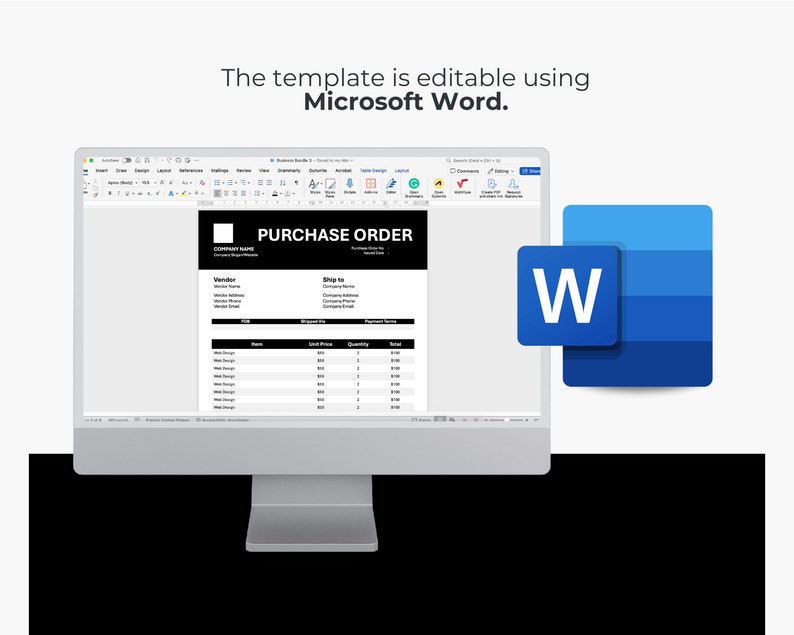 Business Bundle Template, Editable Invoice, Quotation, Purchase Order ...