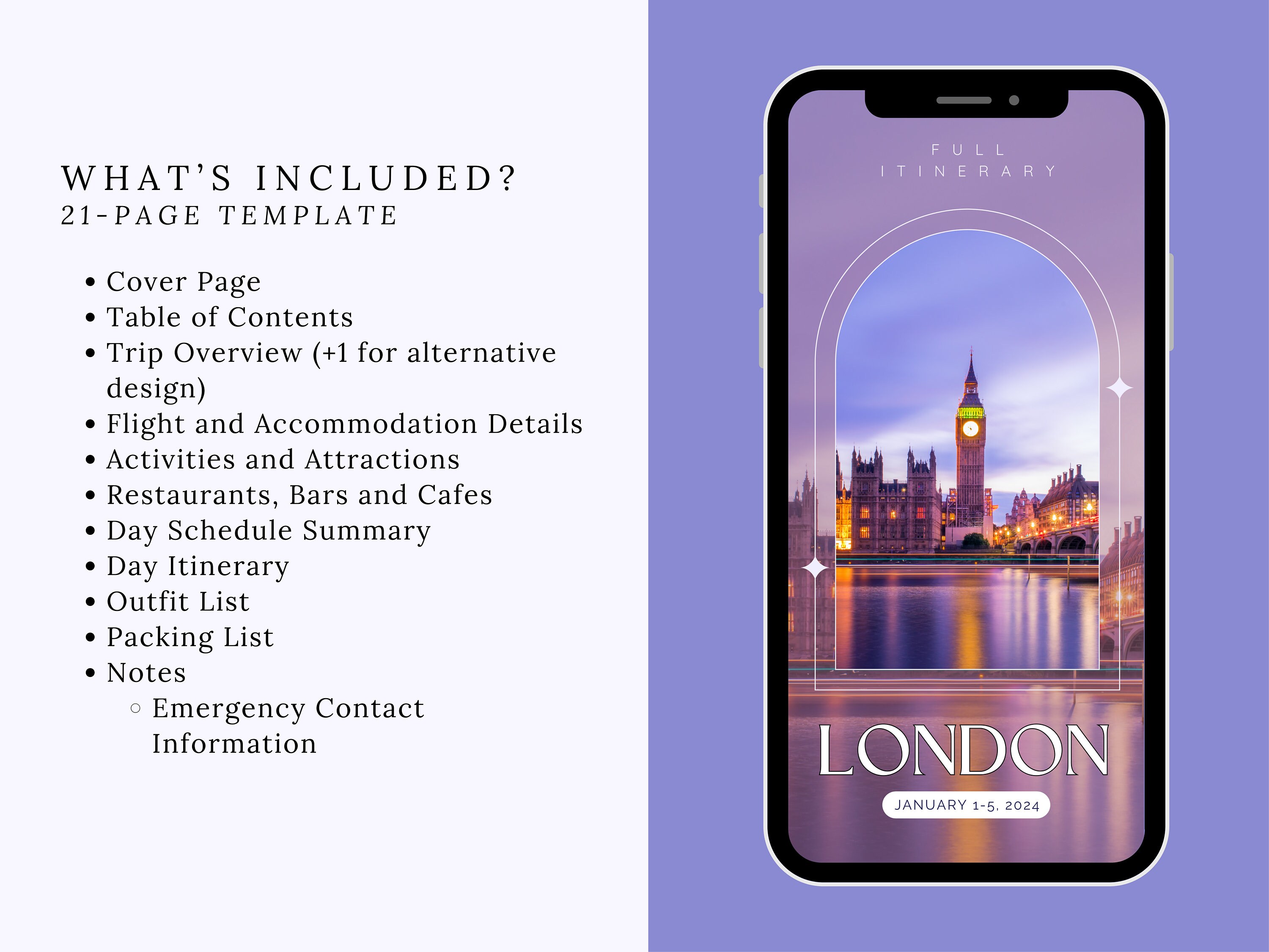 Editable Travel Itinerary Template, Instant Download, London Daily ...